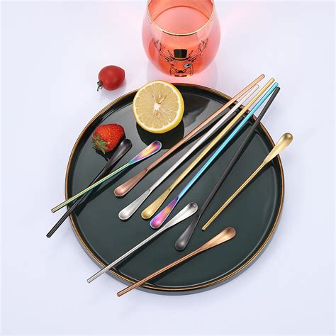 65 Pcs 304 스테인레스 스틸 롱 핸들 아이스 스푼 커피 감동 아이 아이스 크리 에이 티브 다채로운 특종 도매 식기 스푼 주방 용품