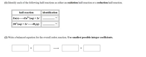 Solved 1 Identify Each Of The Following Half Reactions As