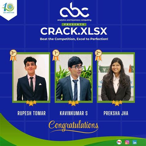 Kavinkumar S on LinkedIn: Delighted to share that I secured the first position in Crack.XIsx, the…