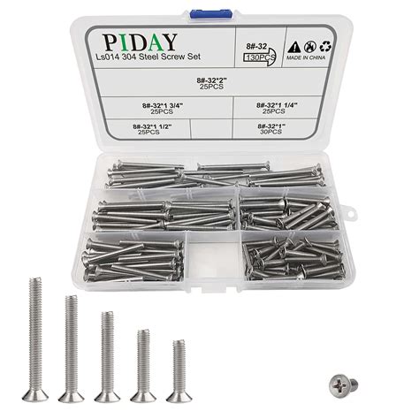 130pcs 832 Knobpull Machine Screws Phillips Flat Head Screws Bolt 304