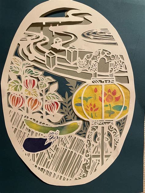 切り絵 華色切り絵12か月 お盆 2日目 完成！ のんびり楽しく