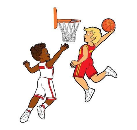 Dos Jóvenes Jugadores De Baloncesto Adolescentes Lanzan La Pelota A Una