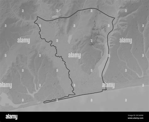 Mono Department Of Benin Grayscale Elevation Map With Lakes And
