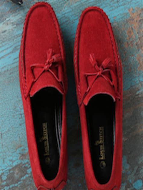 Buy Louis Stitch Men Ferrari Red Italian Suede Leather Handmade Driving