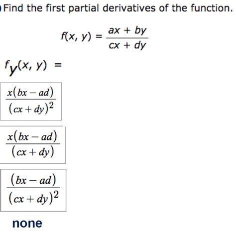 Solved Find The First Partial Derivatives Of The Function
