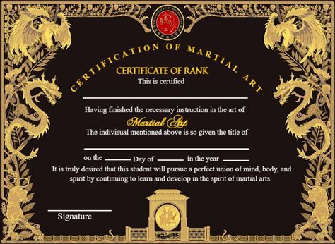 Editable Certificate Of Martial Arts Editable Martial Arts Template
