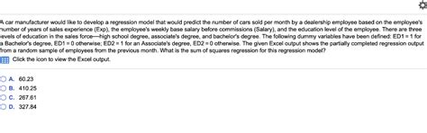 Solved Summary Output Confidence Interval Estimate And