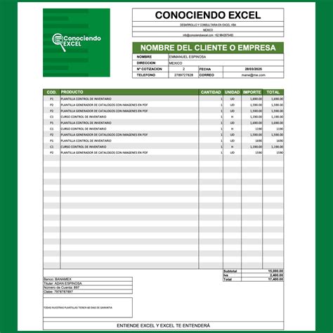 Plantilla Formato De Cotizacion En Excel