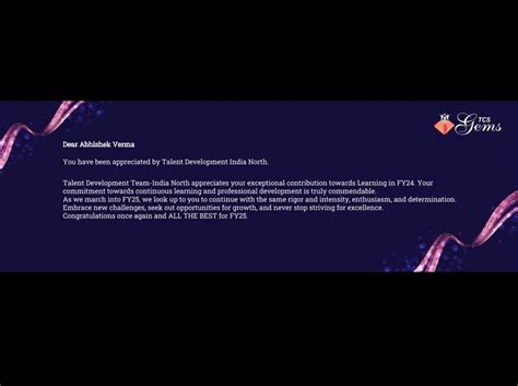 Abhishek Kumar Verma On Linkedin Tcsgems Appreciation