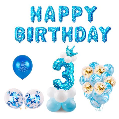 Patimate 3 й день рождения воздушные шары для украшения вечеринок 3 лет синий Мальчик номер