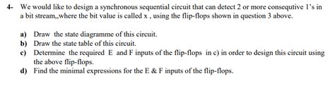 Solved 4 We Would Like To Design A Synchronous Sequential