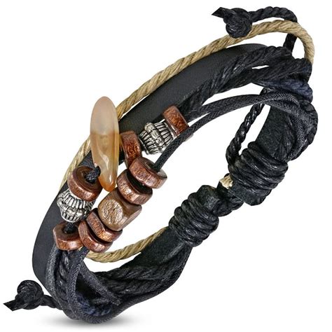 Bracelet Homme Cuir Zense ZB0106 Bois Et Acier Noir Gris Et Marron
