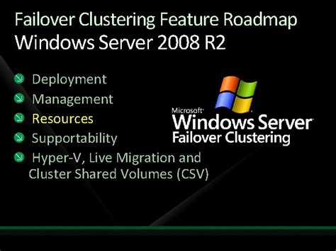 Failover Clustering Feature Roadmap For Windows Server 2008