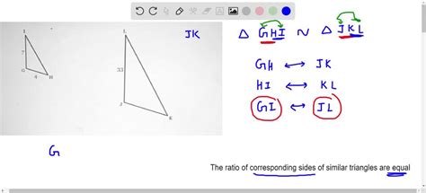 solved triangle ghi is similar to triangle jkl find the measure of
