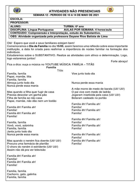 6 Ano Semana 12 Periodo De 10 A 14 De Maio De 2021 Removed Pdf Água