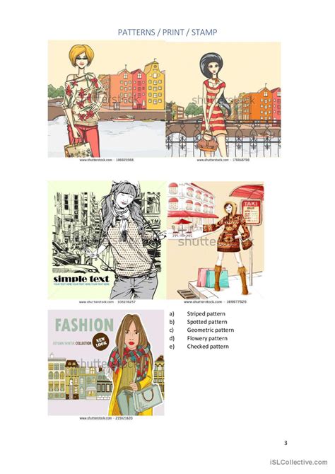Patterns Of Fabric And Clothing Styl English Esl Worksheets Pdf And Doc