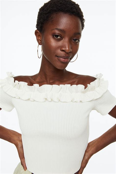 Frill Trimmed Off The Shoulder Top