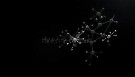 Molecular Structure With Spheres And Lines In A Dark Background With Soft Lighting Effect Stock