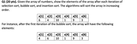 Solved Q Pts Given The Array Of Numbers Show The Chegg