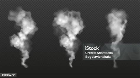 굴뚝에서 나오는 사실적인 투명한 연기 또는 배기 공기 중에 증기의 흰 구름 벡터 그림 3차원 형태에 대한 스톡 벡터 아트 및 기타 이미지 3차원 형태 검은색 기체