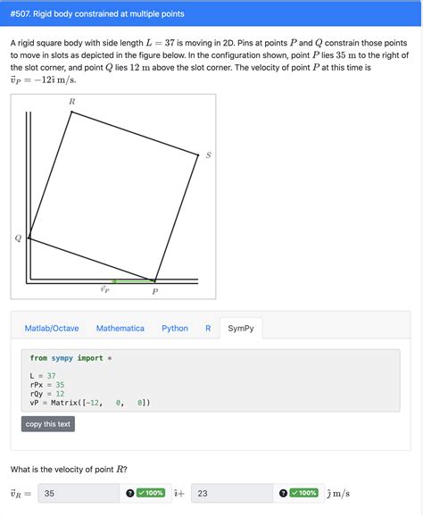 Solved 507 Rigid Body Constrained At Multiple Points A