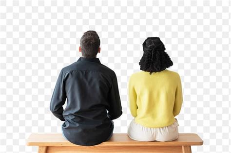 Download Premium Png Of Couple Sitting On A Bench Png Rear View By
