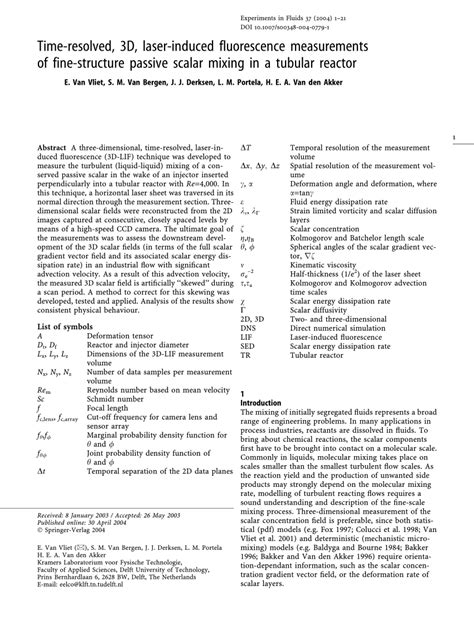 Pdf Time Resolved 3d Laser Induced Fluorescence Measurements Of