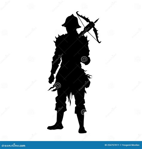 Medieval Crossbow In White Outline Cartoon Vector