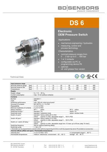 Data Sheet Ds 350p Bdsensors Gmbh Pdf Catalogs Technical