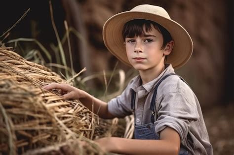 Premium Ai Image Portrait Of A Confident Young Boy Working On A Farm