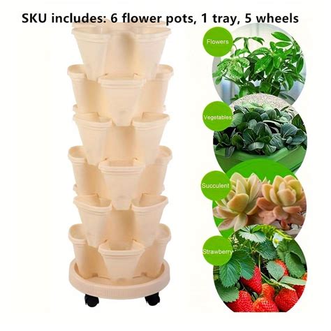 Space Saving Stackable Plant Tower Versatile Vertical Garden For Flowers Herbs Strawberries
