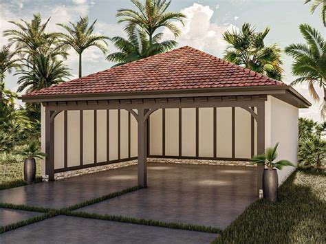 050g 0224 Double Carport Plan With Floridian Styling Carport Plans