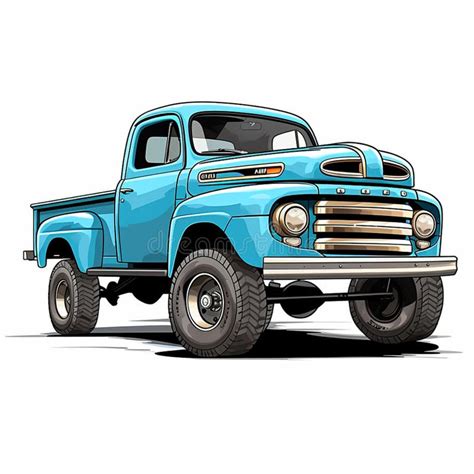 Realistic Pickup Truck Illustration With 3d Elements Stock Illustration