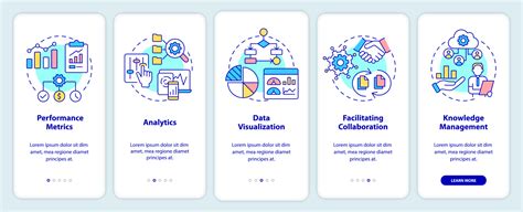 Applications Of Business Intelligence Onboarding Mobile App Screen Walkthrough 5 Steps Graphic