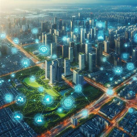 Premium Photo Sprawling Green Community With Digital Smart City Infrastructure And Rapid Data