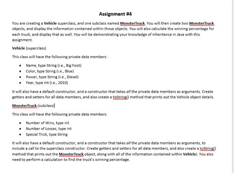 Solved Assignment 4 You Are Creating A Vehicle