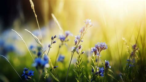 Spring Background With Blue Flowers With The Sun Shining On It 23879731