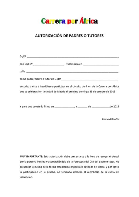 autorización de padres o tutores
