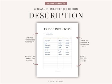 Pantry Fridge And Freezer Printable Inventory Perishable Food