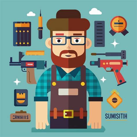 Premium Vector Flat Style Vector Gunsmith Character Illustration