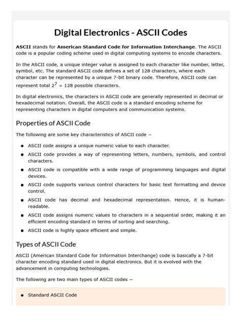 Digital Electronics Ascii Codes Pdf Ascii Code