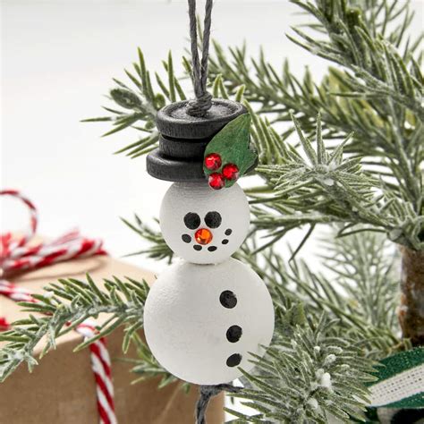 Wood Bead Snowman Ornament