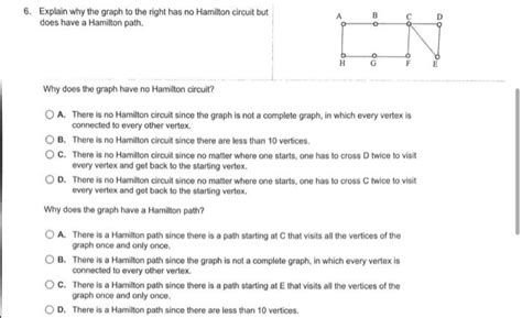 solved 6 explain why the graph to the right has no hamilton