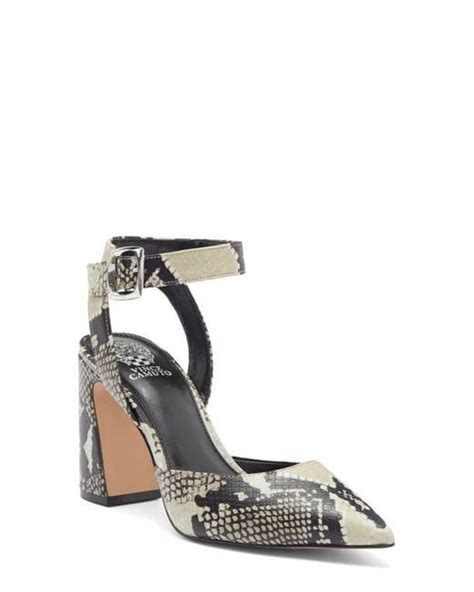 Vince Camuto Alarica Ankle Strap Pointed Toe Pump In White Lyst