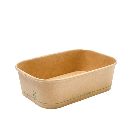 650ml Kraft Pla Rect Deli Container Eco Friendly Natural Green