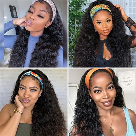 Human Hair Headband Wig Water Wave 180 Human Hair Half Wigs Tinashe Hair