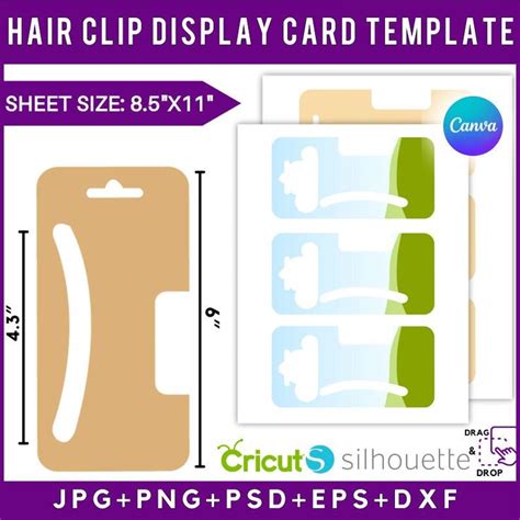 Hair Clip Display Card Template Claw Clip Cards SVG Hair Claw Clip