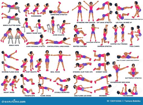 Sport Exersice Silhouettes Of Woman Doing Exercise Stock Illustration