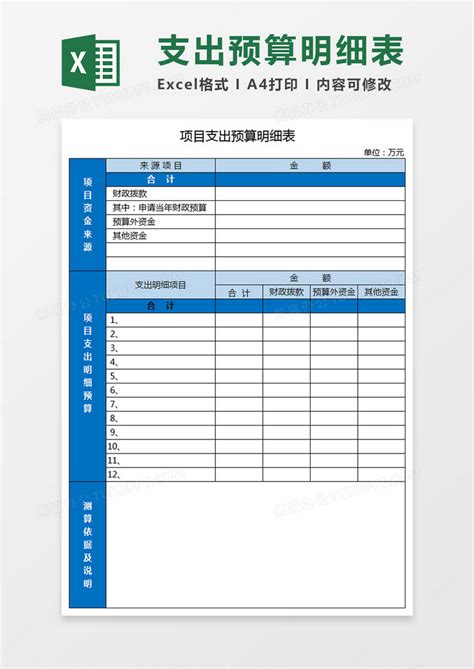 项目支出预算明细表excleexcel模板下载熊猫办公