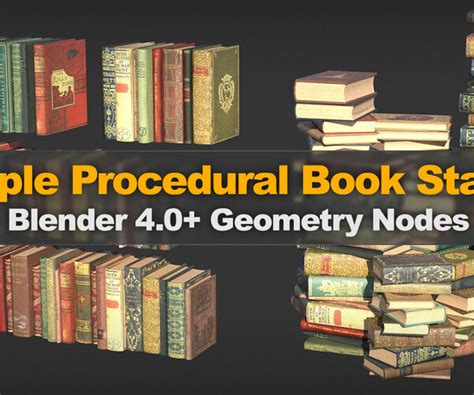 artstation simple procedural book stacks blender geometry nodes